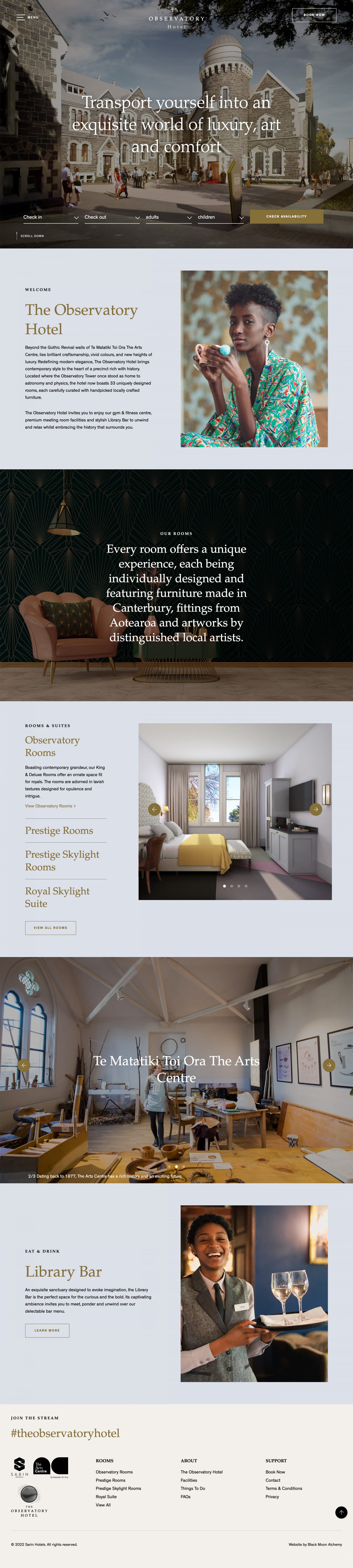The Observatory Hotel Website Design and Build - Black Moon Alchemy